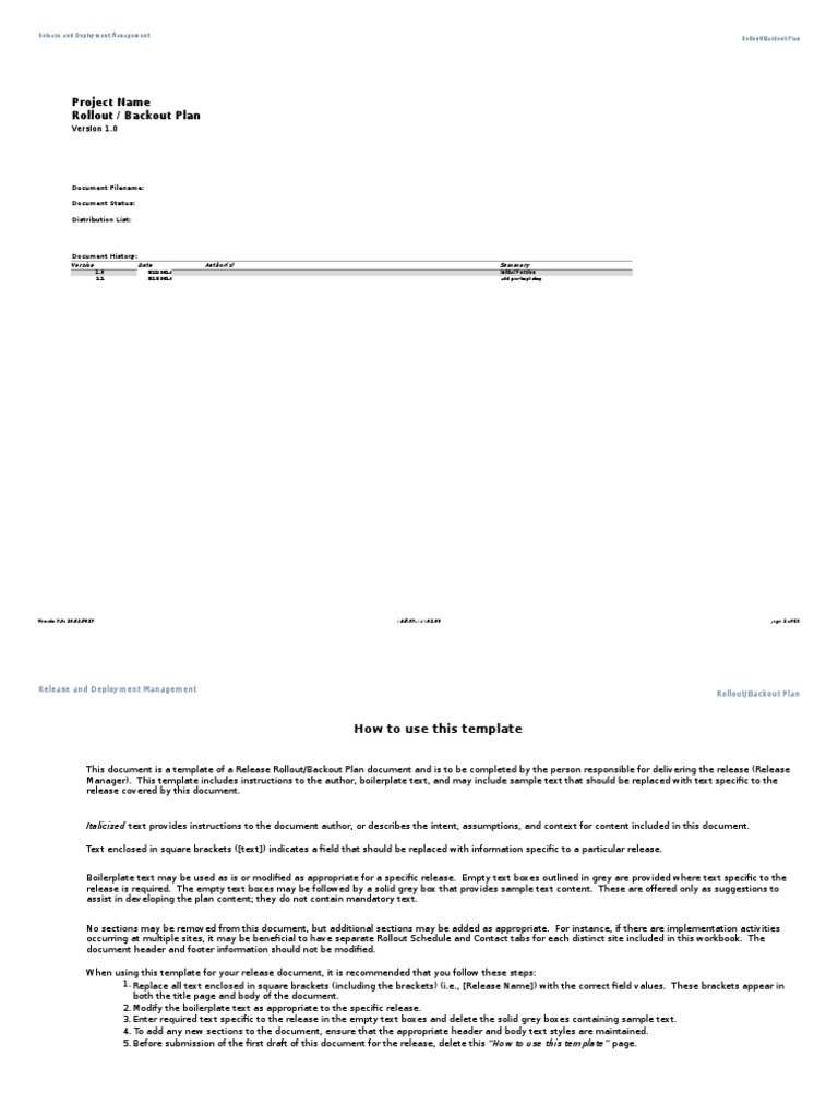 Rollout/Backout Plan Template | PDF | Backup | Databases