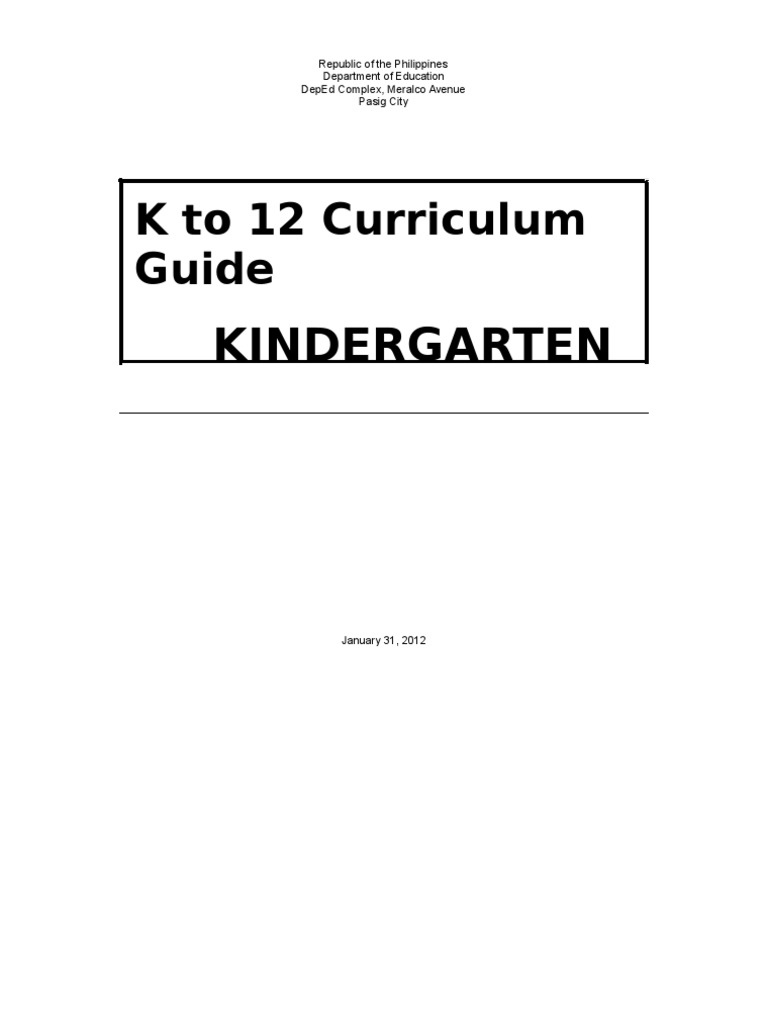 Kindergarten Curriculum Guide | PDF | Kindergarten | Curriculum