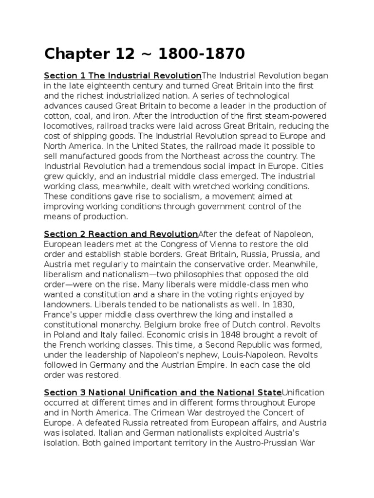 Industrial Revolution and Nationalism 1800-1914 | PDF | Austria Hungary ...