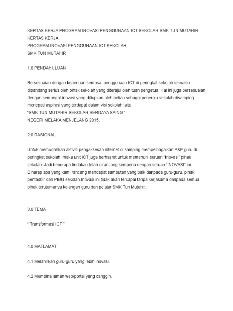 Kertas Kerja Ict | PDF