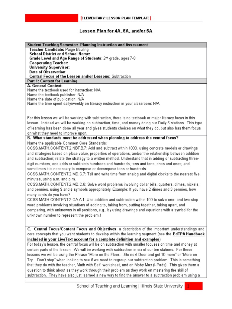 Eled Assignment 4a 5a 6a Lesson Plan | PDF | Lesson Plan | Educational ...