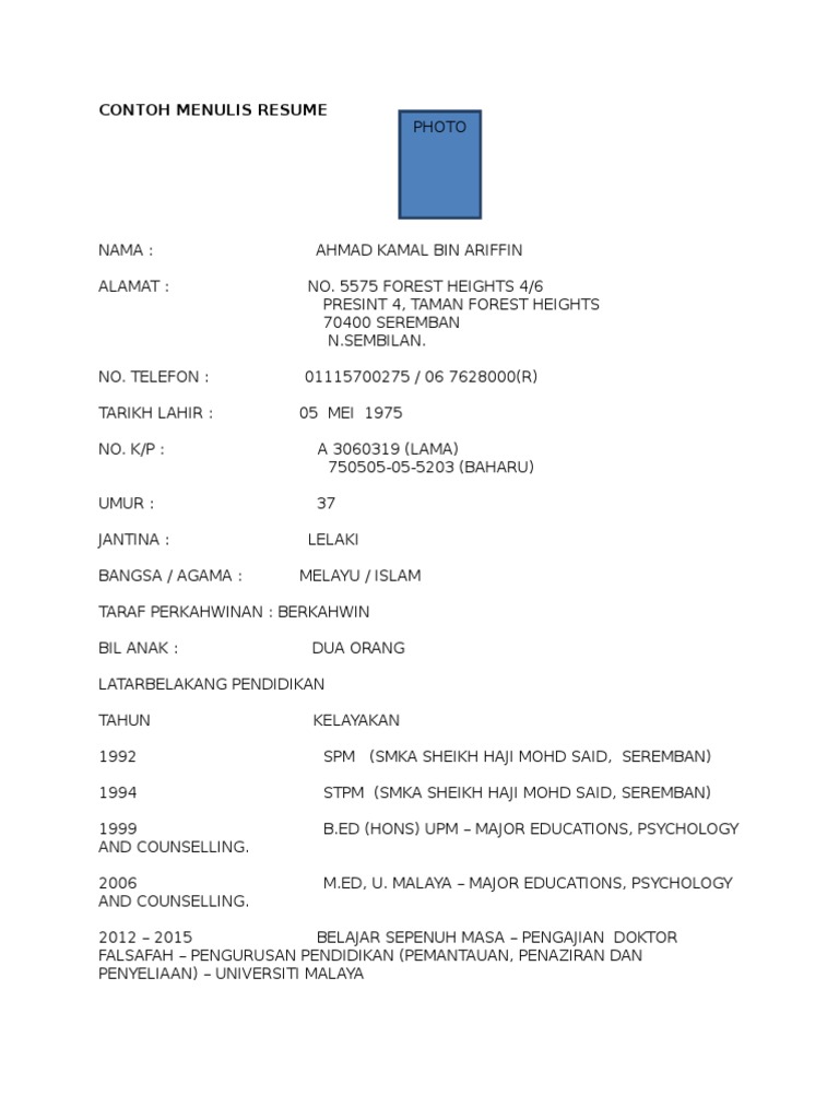 Contoh Menulis Resume | PDF