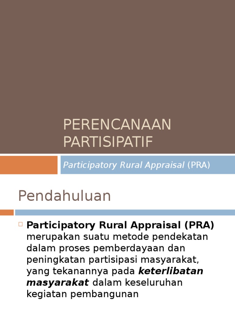 Metode Perencanaan Partisipatif PRA | PDF