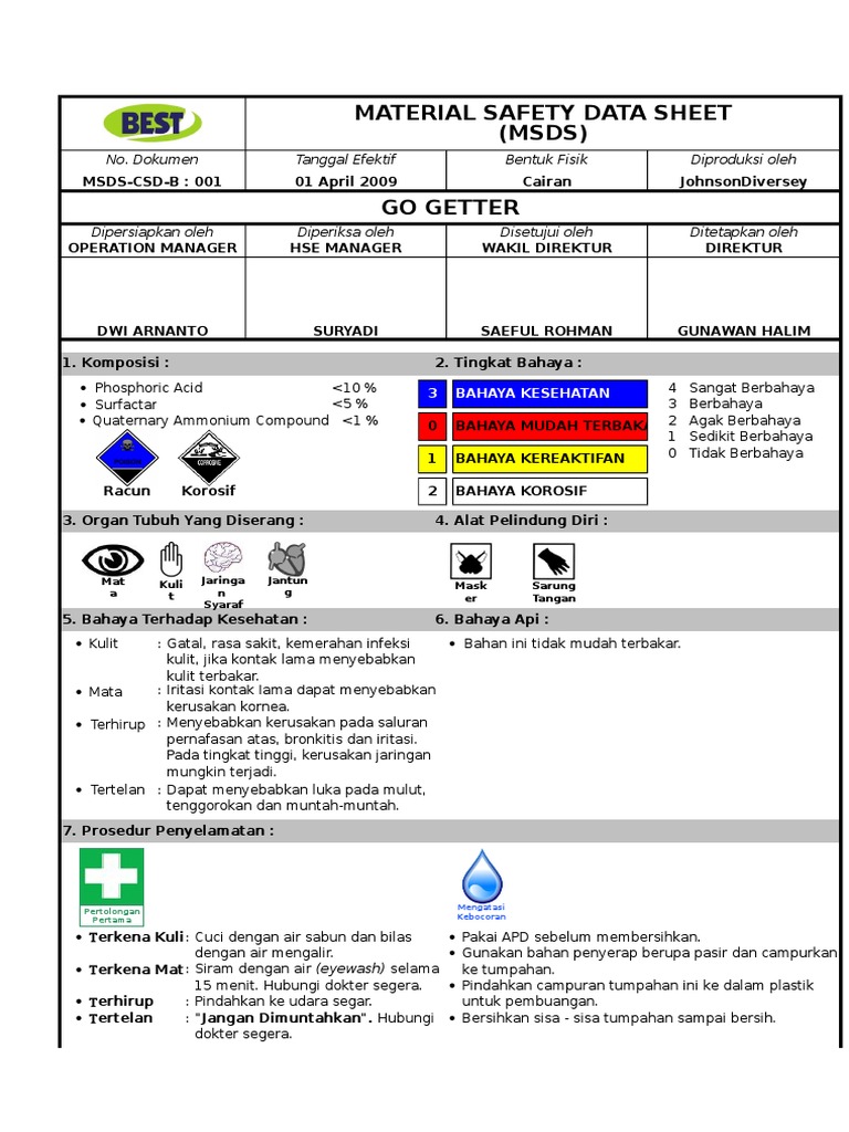 MSDS Go Getter | PDF