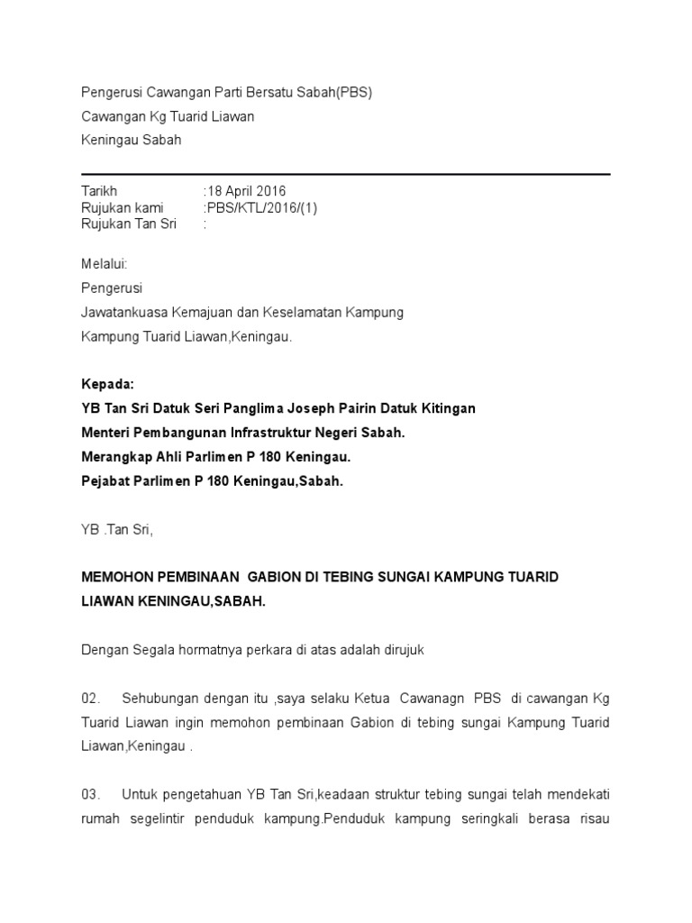 Surat Prmohonan Projek | PDF