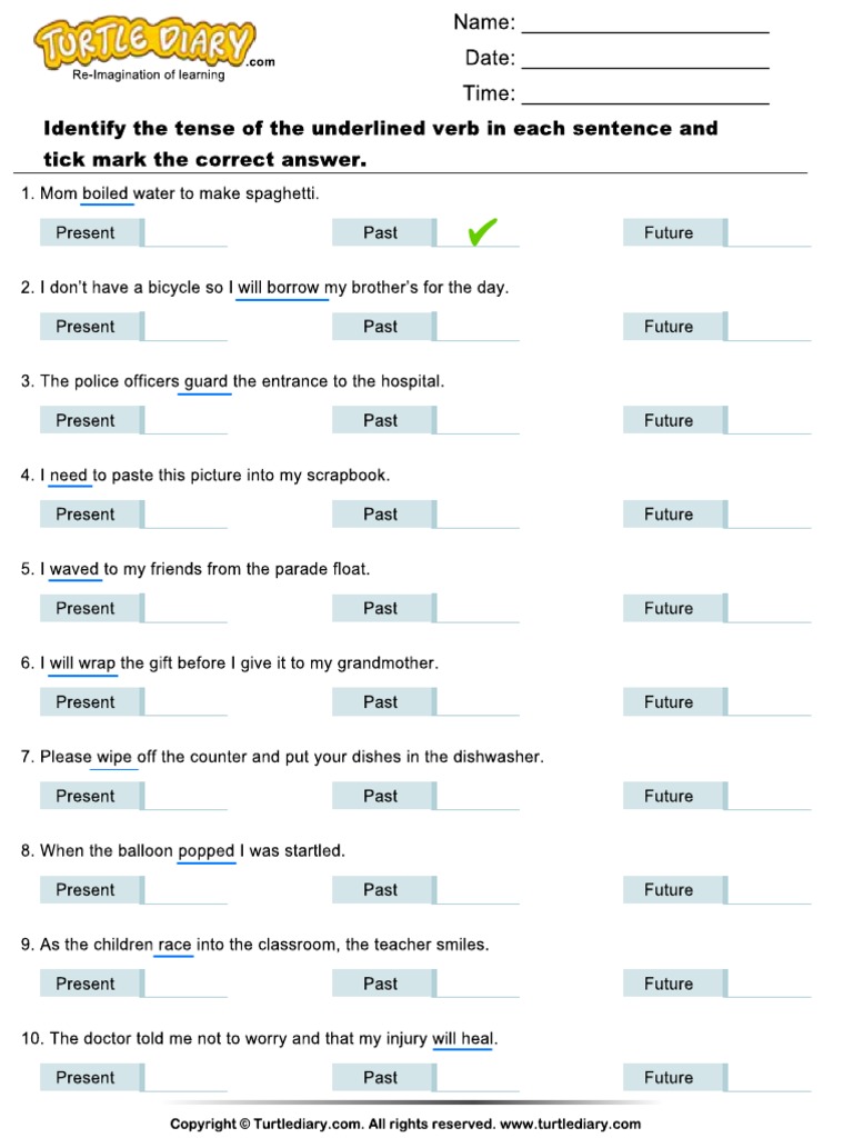 Choose The Correct Tense of The Underlined Verb | PDF