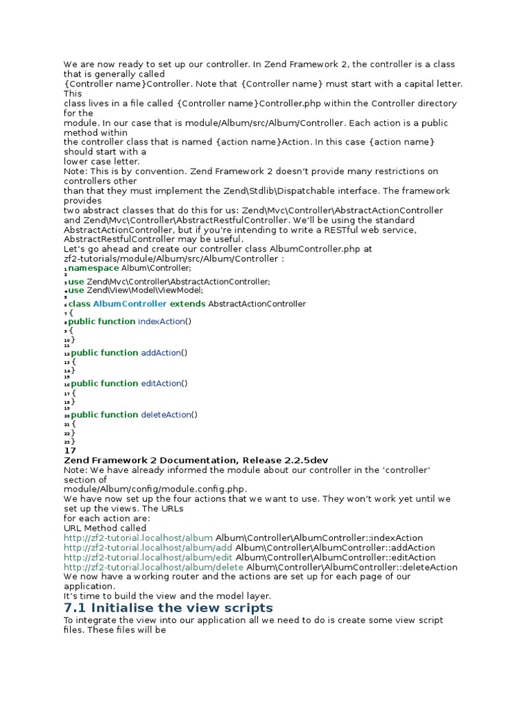 7.1 Initialise The View Scripts: Namespace Use Use Class Extends Public Function | PDF | Areas ...