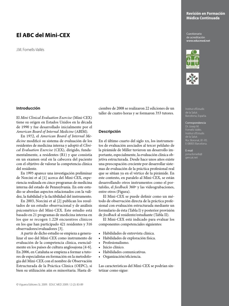 El ABC Del Mini-CEX | PDF | Diagnostico medico | Medicina