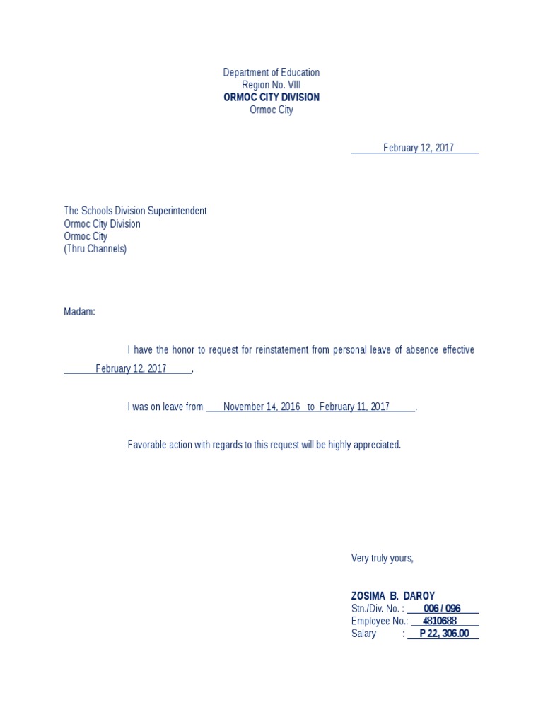 Letter Reinstatement | PDF