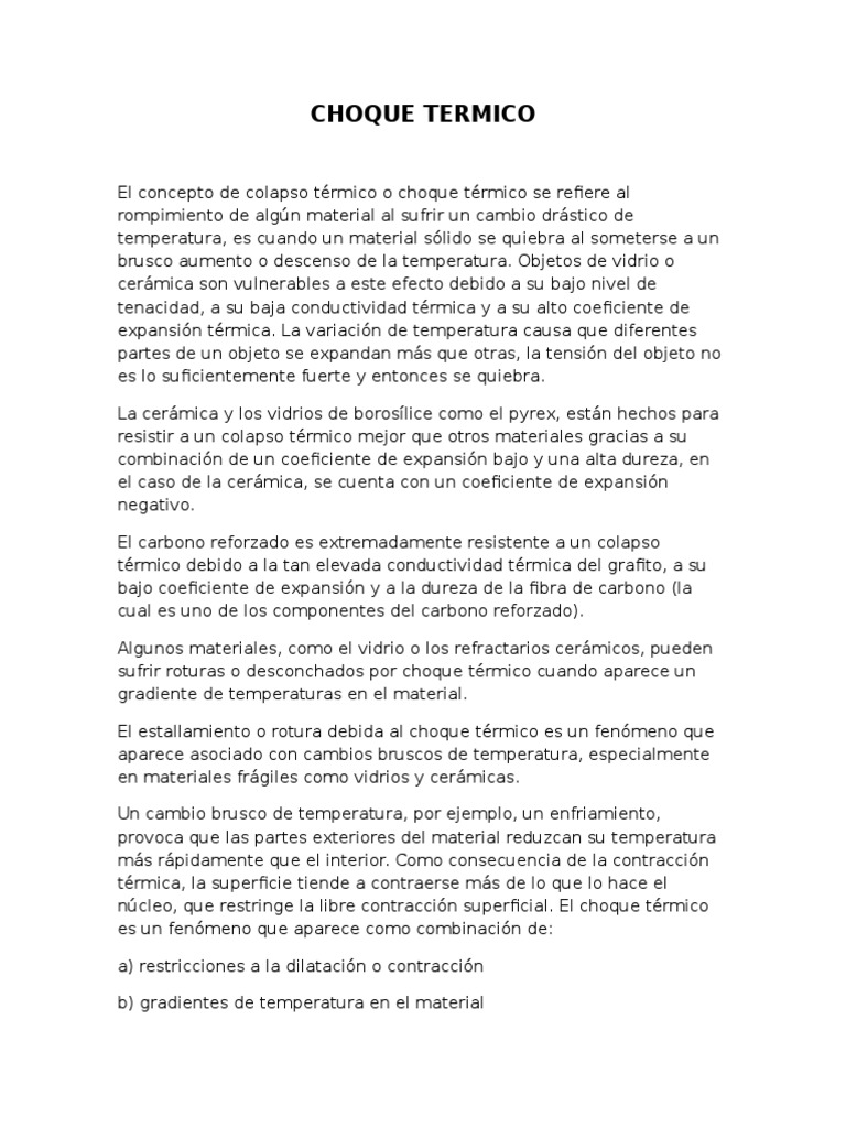 Choque Termico 1 | PDF | Fenómenos de transporte | Ingeniería Química