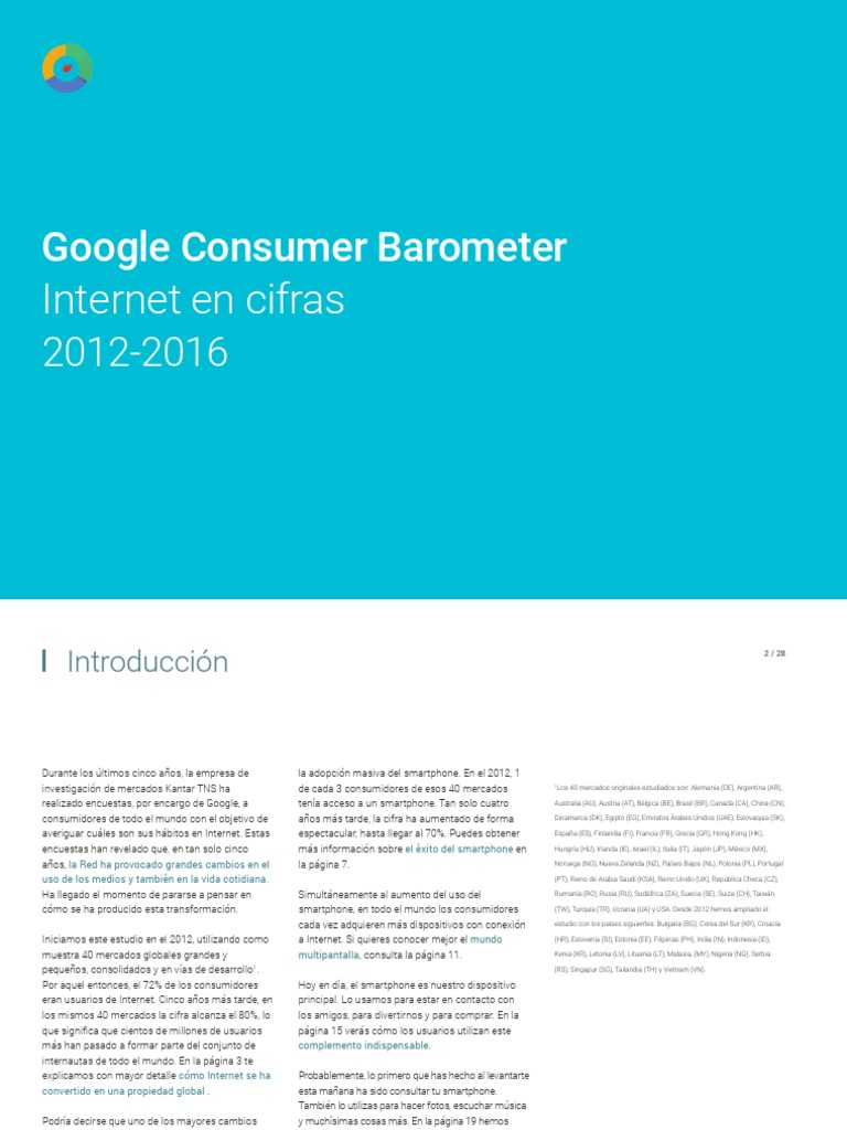 Google Consumer Barometer Internet en Cifras 2012-2016 | PDF | Smartphone | Internet