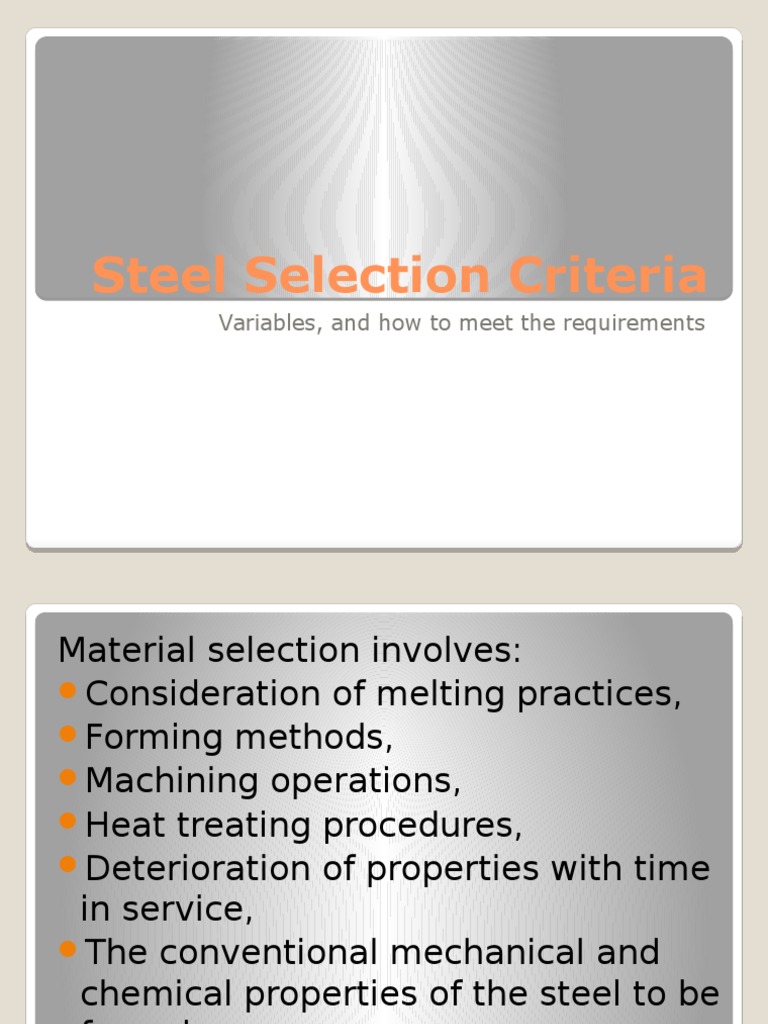 Steel Selection Criteria | PDF | Heat Treating | Annealing (Metallurgy)