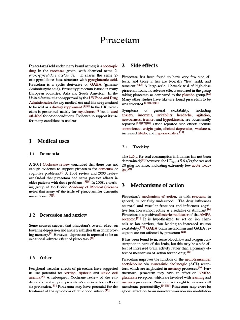 Piracetam | PDF | Drugs Acting On The Nervous System | Medicine
