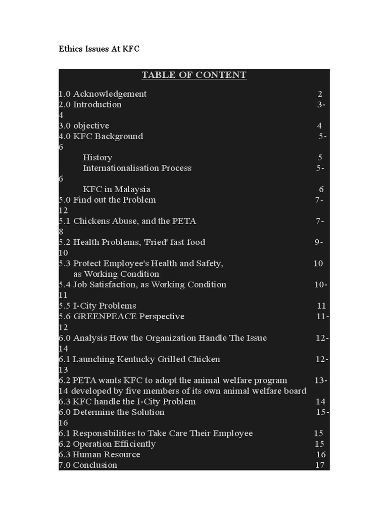 Ethics Issues at KFC | PDF | Employment | Restaurant And Catering