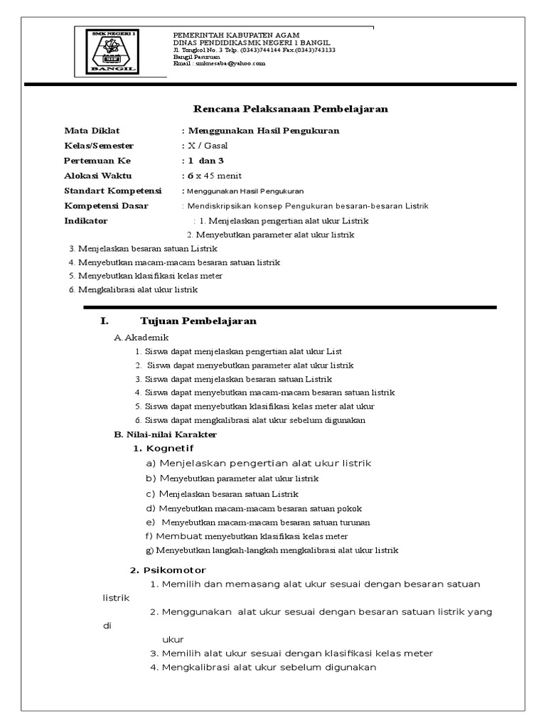 RPP Menggunakan Hasil Pengukuran | PDF