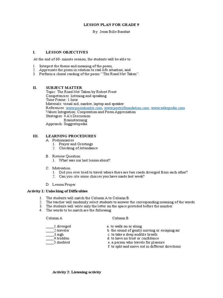 Lesson Plan in Suggestopedia | PDF | Poetry | Lesson Plan