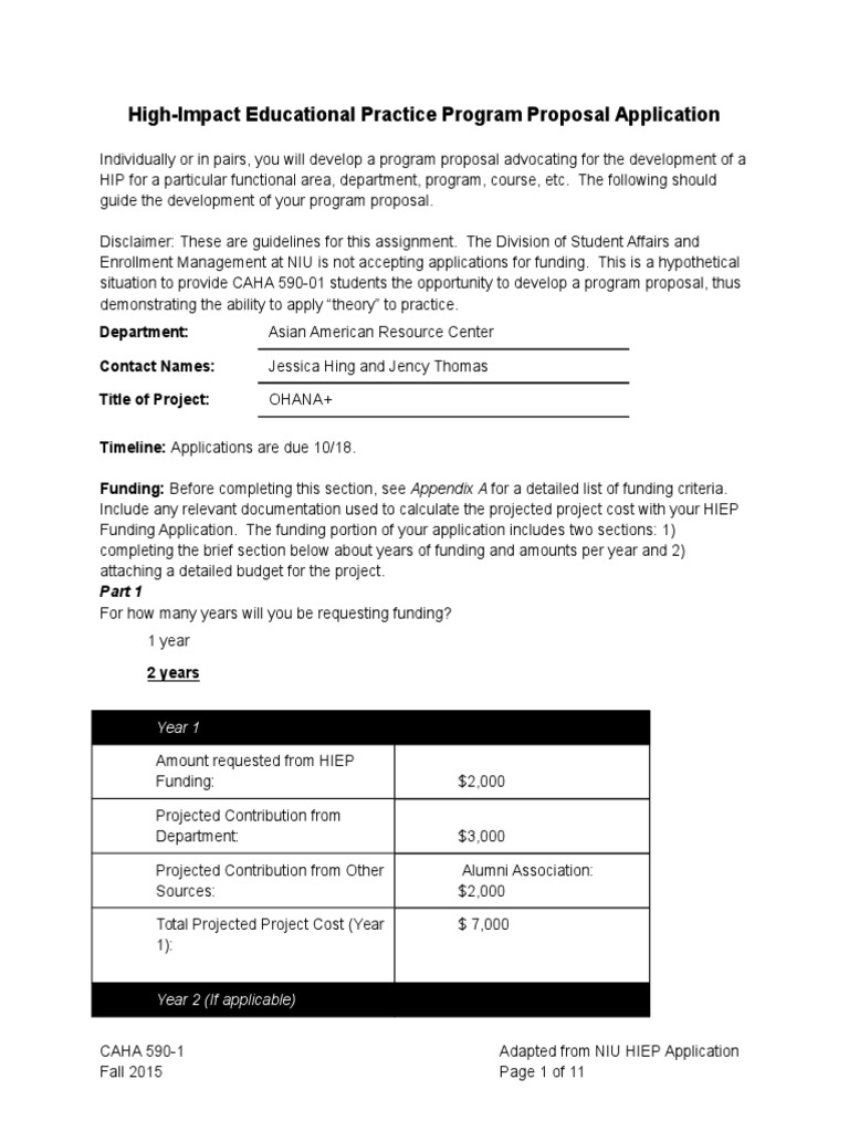 High-Impact Educational Practice Program Proposal Application | PDF ...