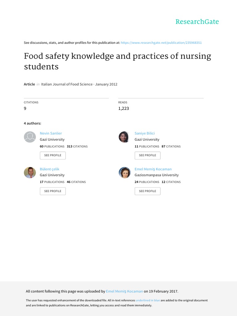 Food Safety Knowledge and Practices PDF | PDF | Foodborne Illness | Hygiene