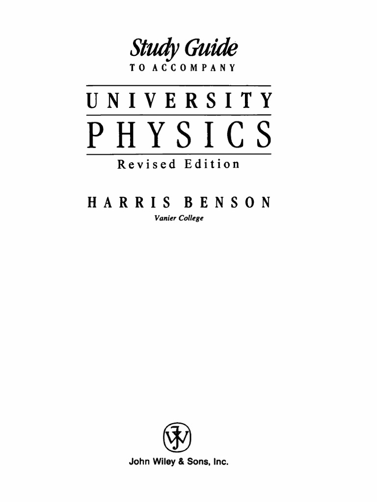 University Physics Workbook - Benson | PDF