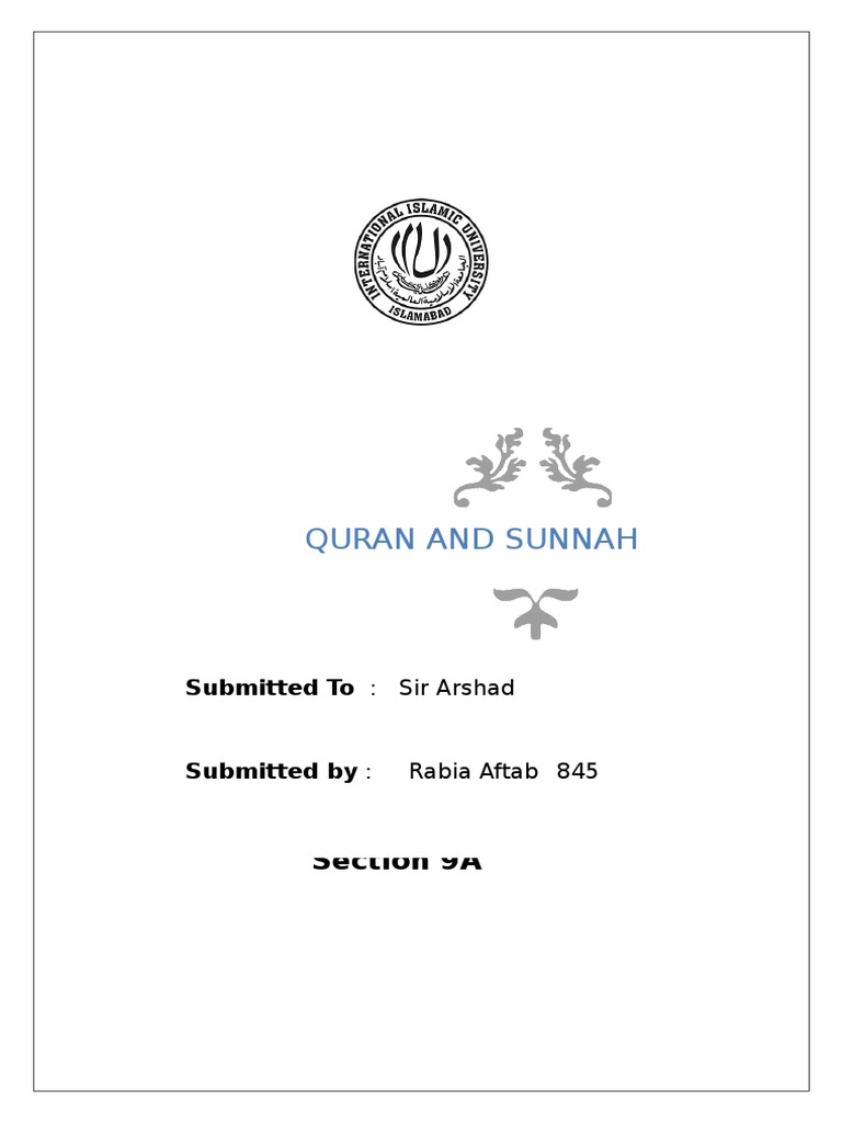 Quran and Sunnah | PDF | Islamic Behaviour And Experience | Islamic ...