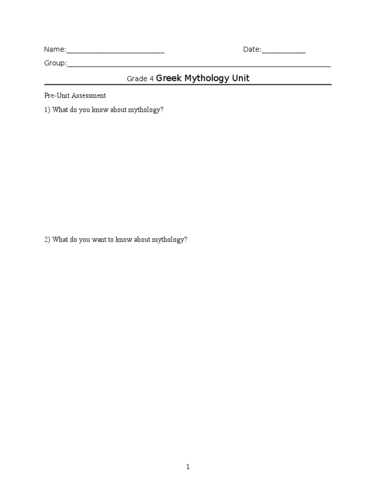 4th Grade Greek Mythology Unit Guide | PDF | Greek Mythology | Achilles