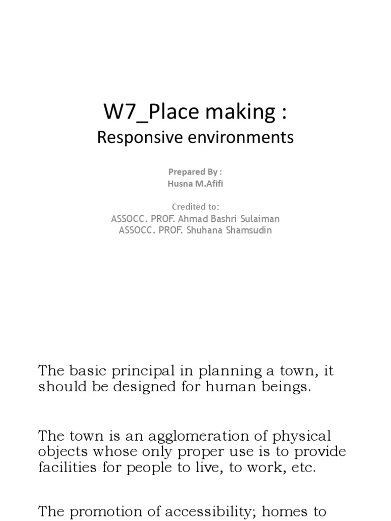 w7 Place Making Responsive Environments | PDF | Perception | Neuropsychological Assessment