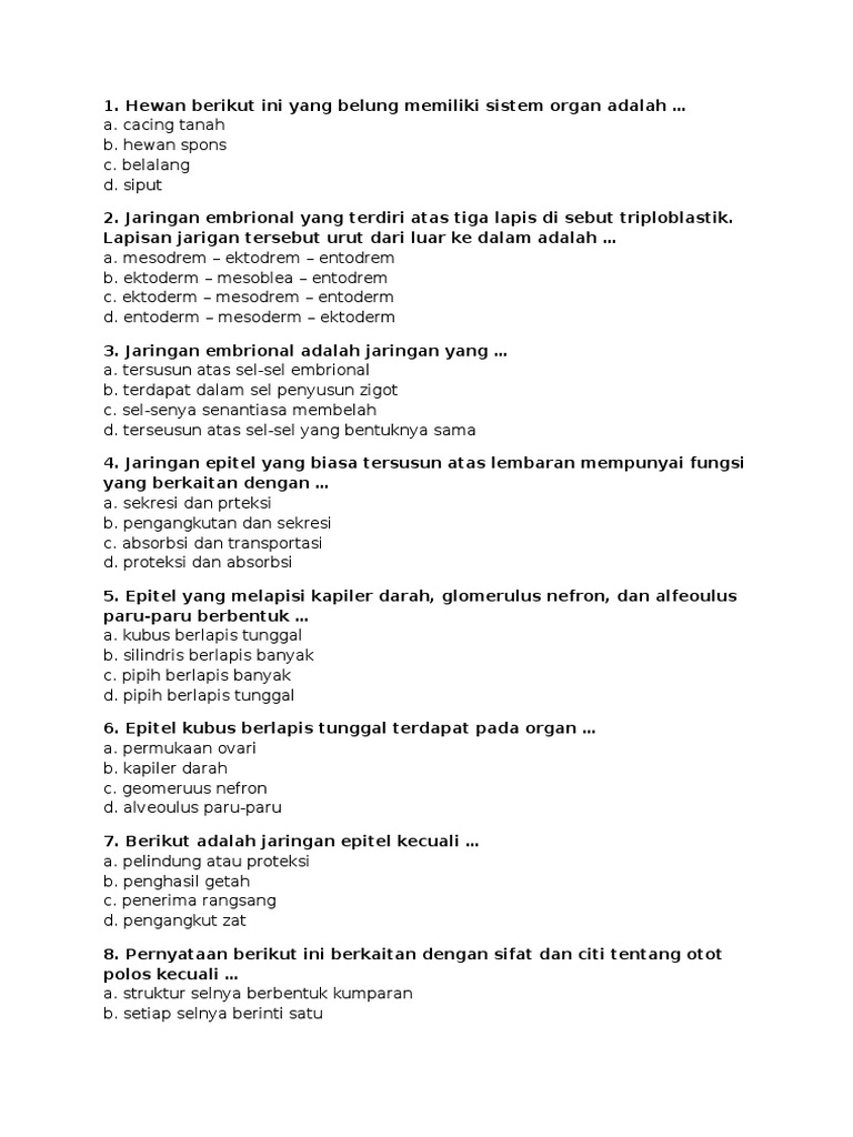 Soal Pilihan Ganda Biologi | PDF