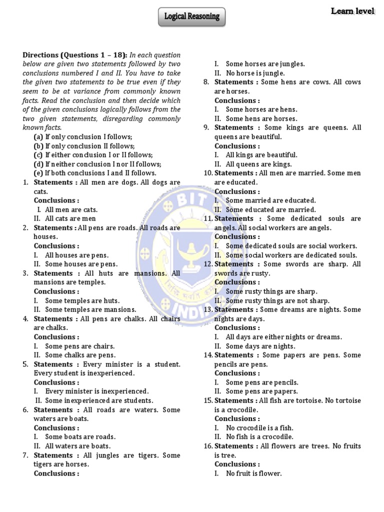 Logical Reasoning 2 | PDF | Compact Cassette | Leisure