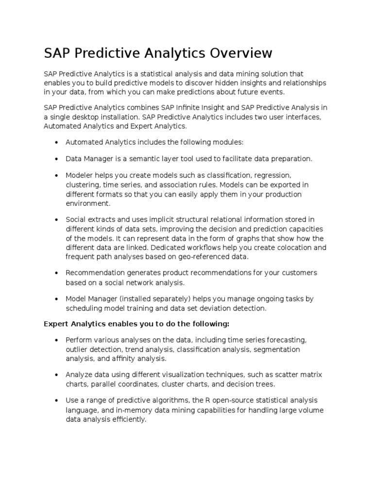 Predictive Analytics Overview | PDF