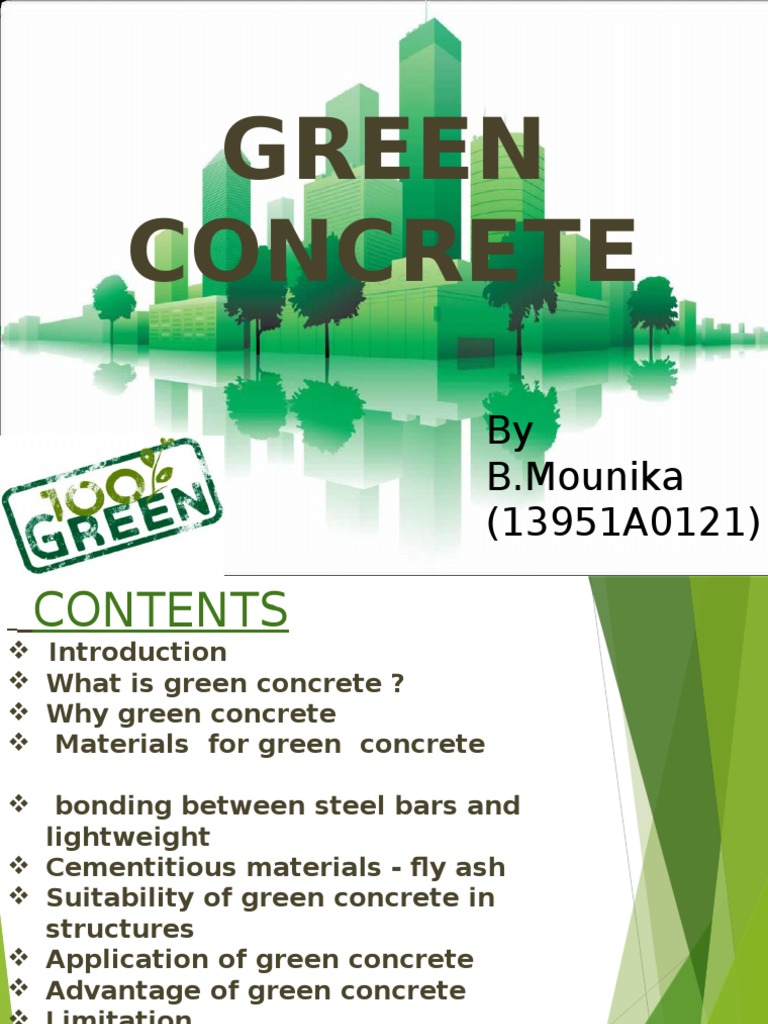 Green Concrete Seminar | PDF | Construction Aggregate | Concrete