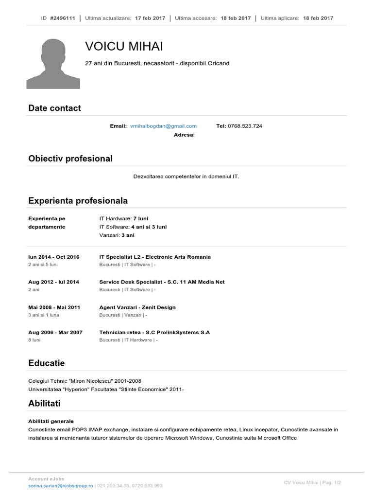 CV Voicu Mihai | PDF | Online Services | Microsoft