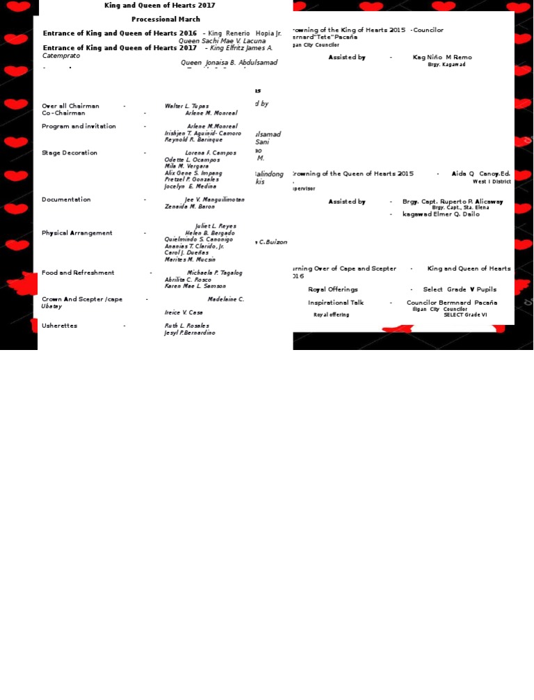 King and Queen Program 2017 | PDF