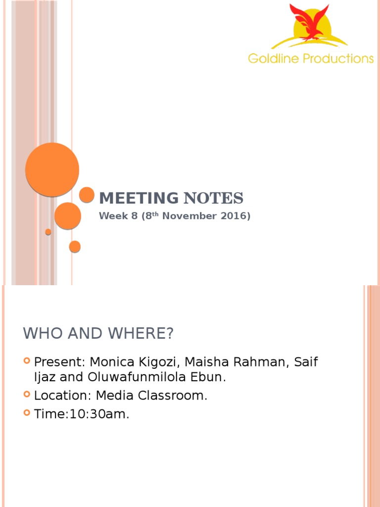 Meeting Notes Week 8 | PDF | Career & Growth