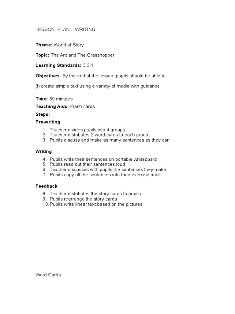 Lesson Plan - Writing | PDF