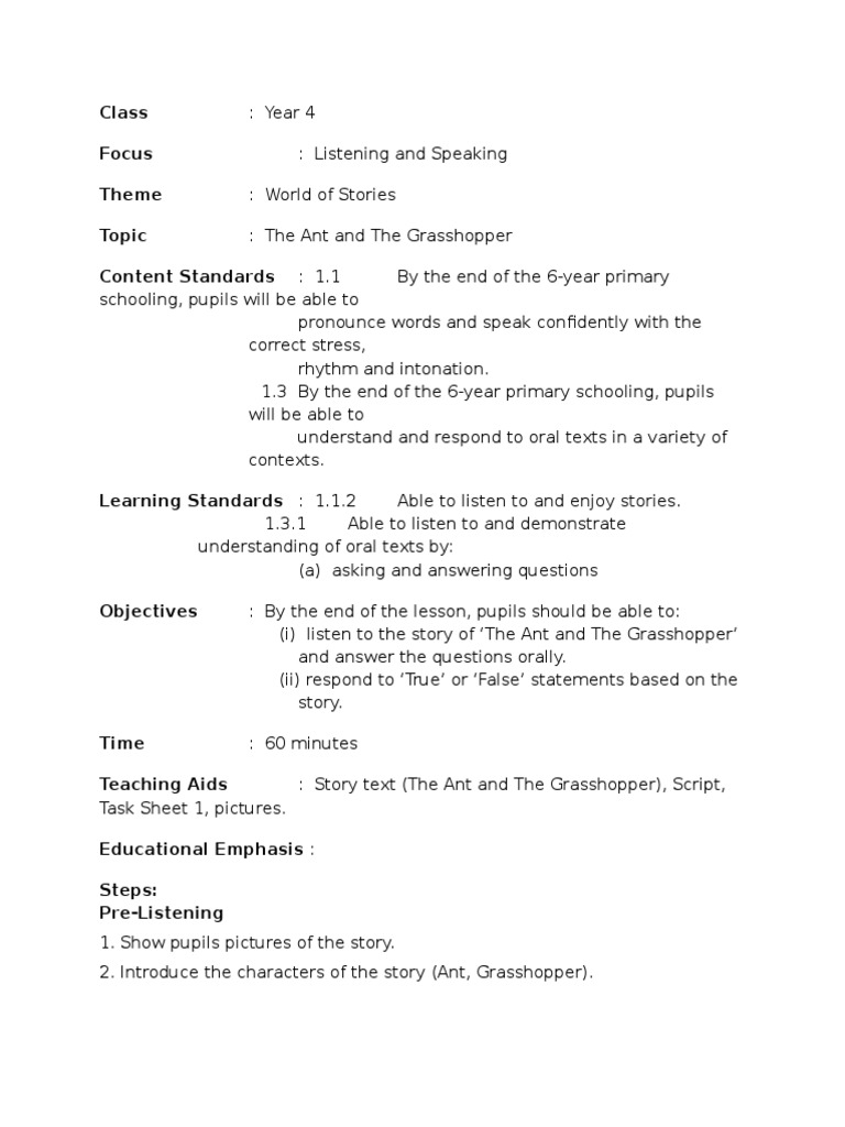 Lesson Plan - Listening & Speaking | PDF | Question | Communication