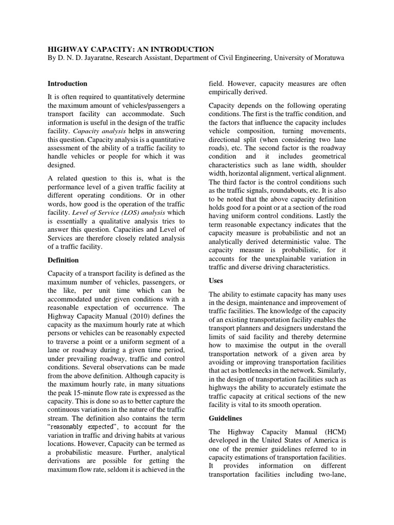 Quantifying Roadway Capacity: An Introduction to Fundamental Traffic ...
