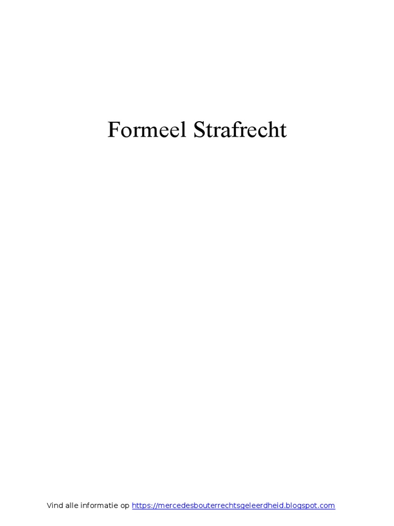Formeel Strafrecht Mercedes - Bouter | PDF