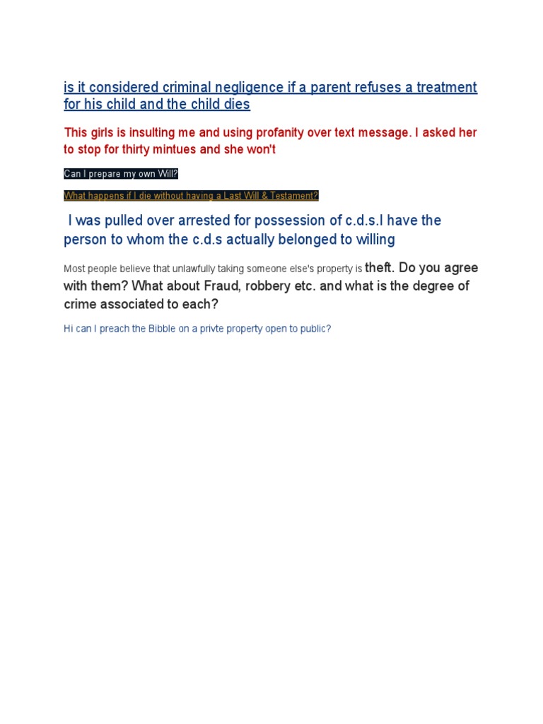 Criminal Negligence in Parental Refusal | PDF | Mystery, Thriller ...