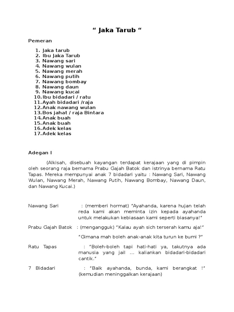 Naskah Drama Jaka Tarub | PDF | Griya & Taman | Agama & Spiritualitas
