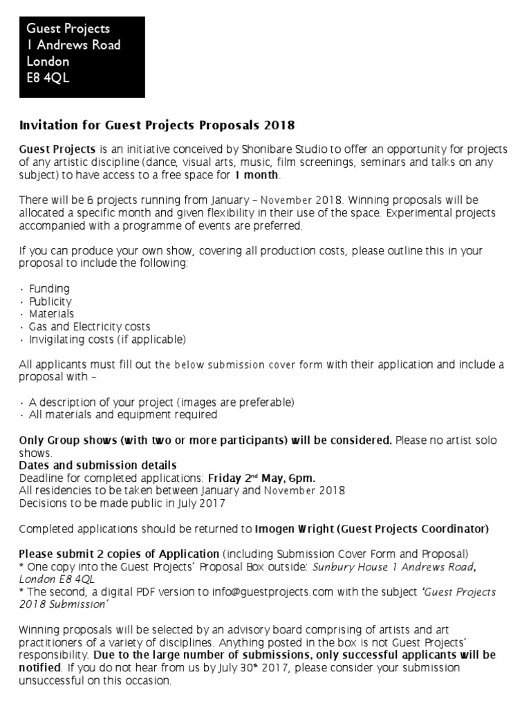 Guest Projects Submission Form 2018 | PDF | Art | Technology & Engineering