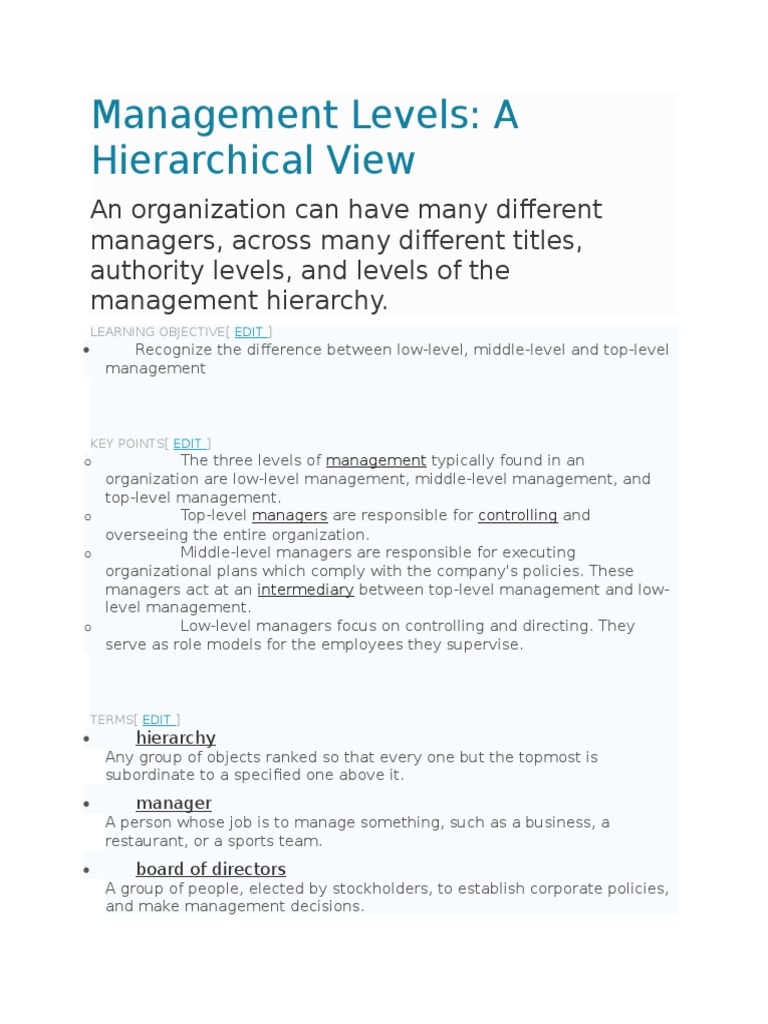 Management Levels | PDF | Behavioural Sciences | Accountability