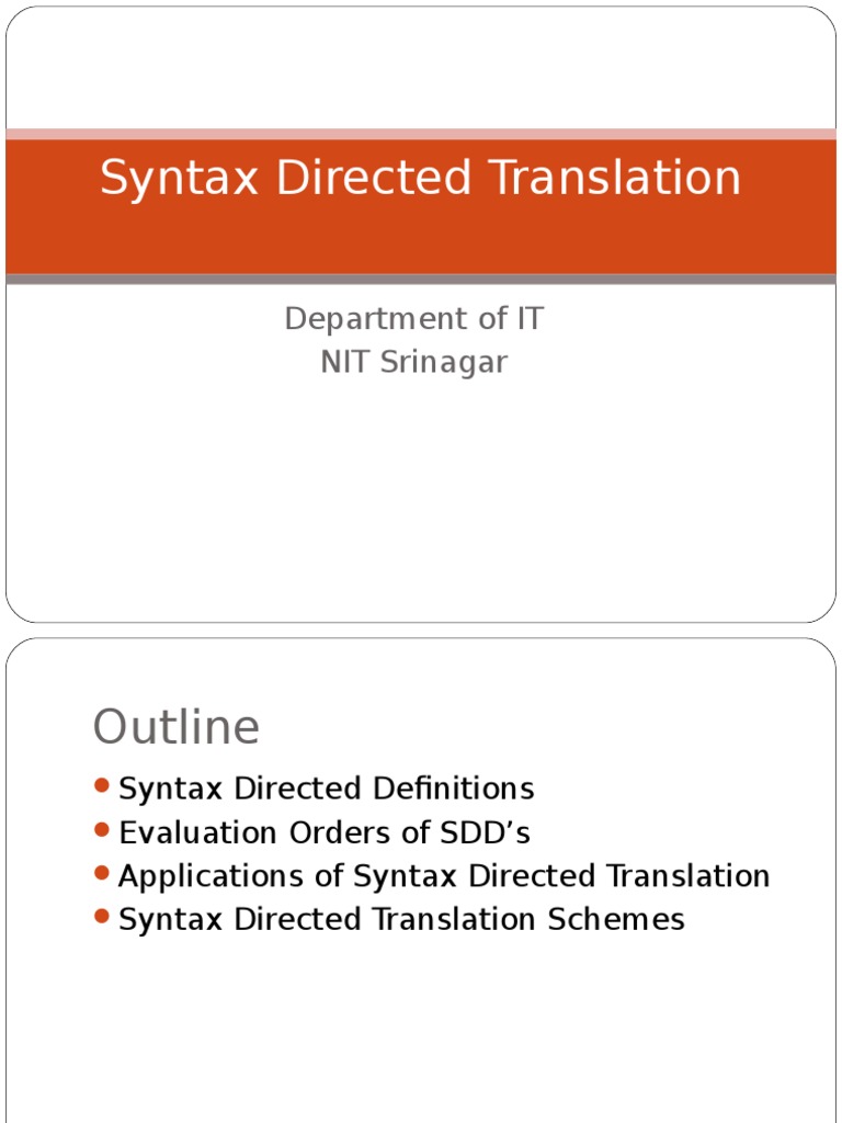 Syntax Directed Translation | PDF | Theoretical Computer Science | Syntax (Logic)