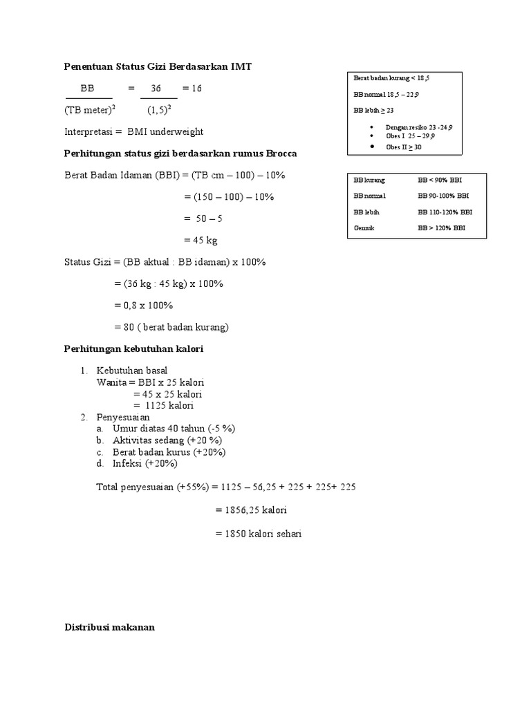 Penentuan Status Gizi Berdasarkan IMT | PDF