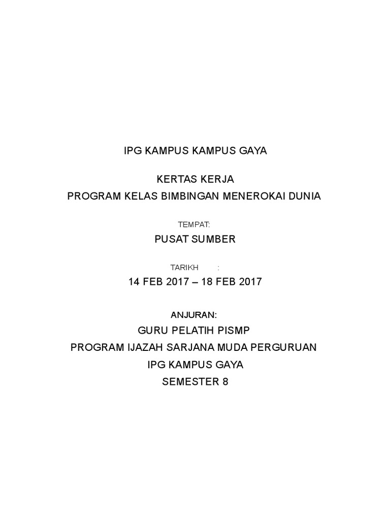 Contoh Kertas Kerja Projek Individu Internship | PDF | Seni