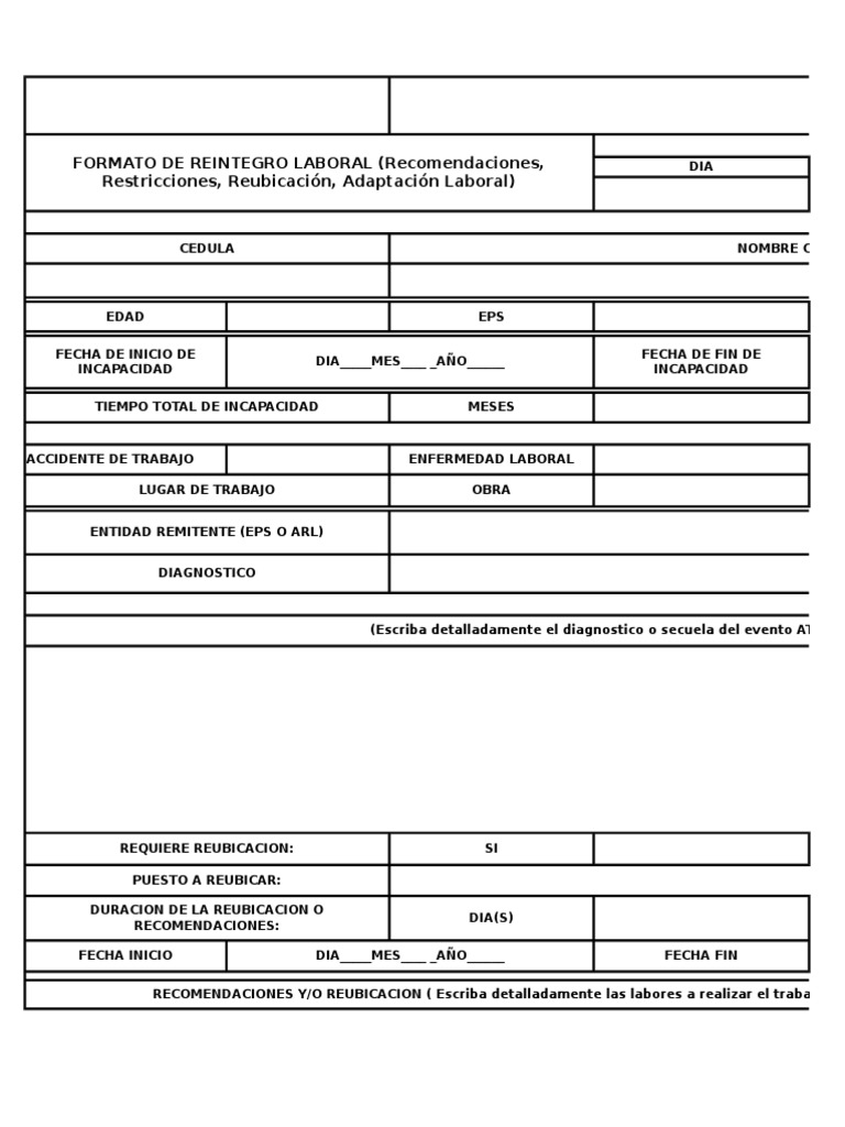 Formato de Reintegro Laboral | PDF