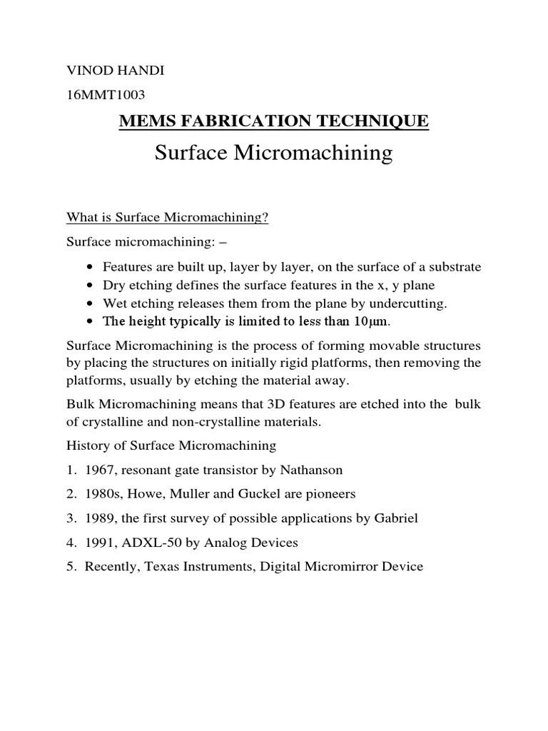 Mems Assignment | Download Free PDF | Microelectromechanical Systems | Semiconductor Device ...