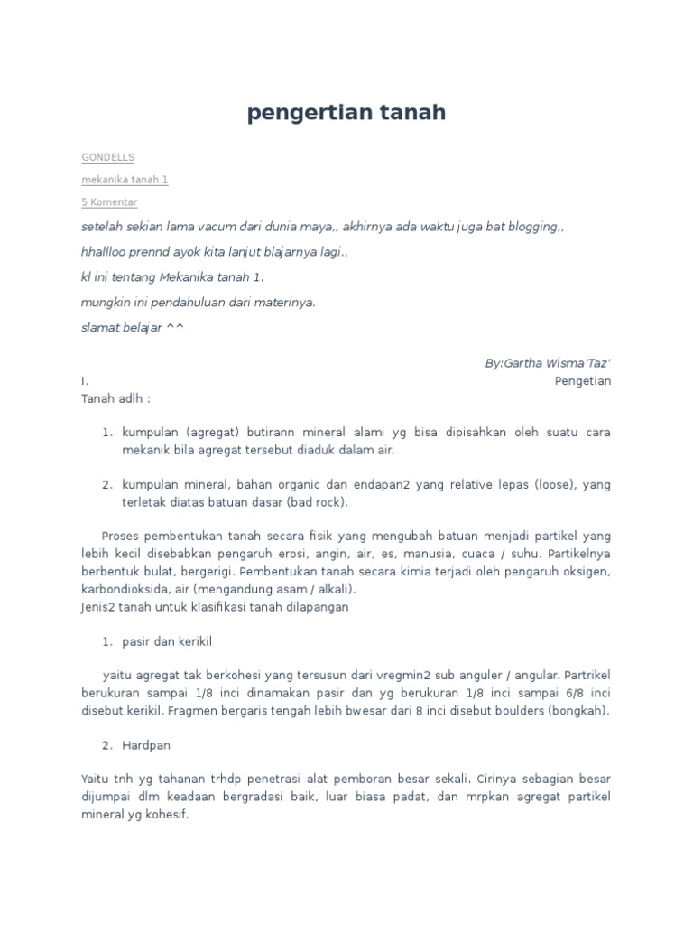 Pengertian Tanah | PDF