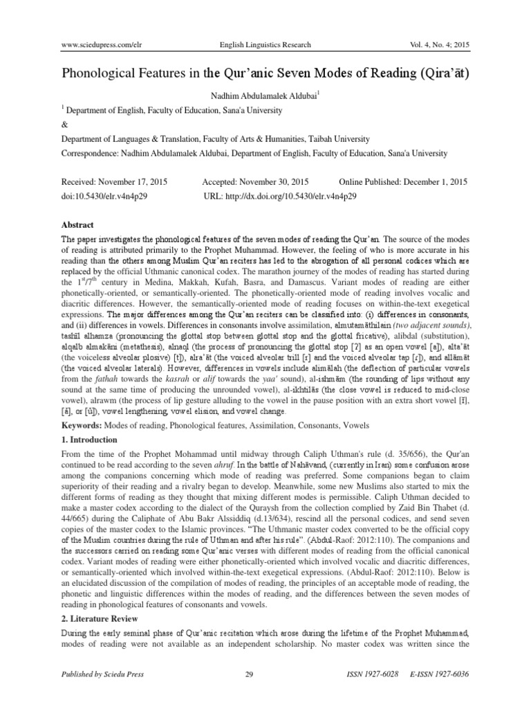 Modes of Reading Quran | PDF | Quran | Islam