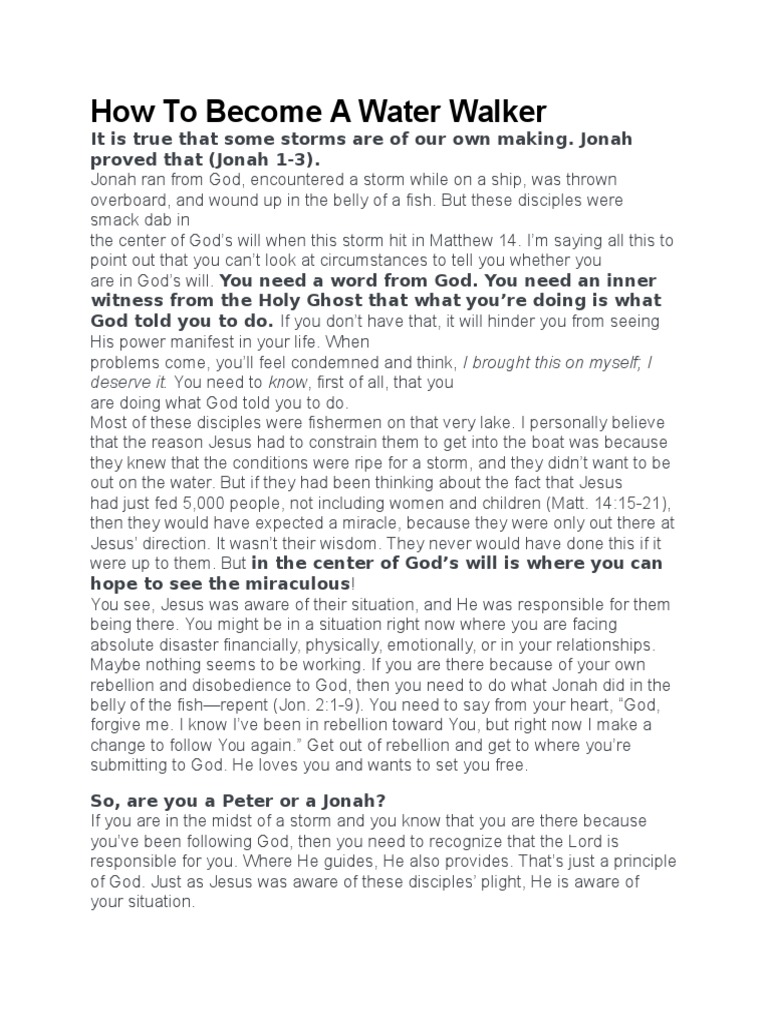 Andrew Wommack How To Become A Water Walker | PDF | Miracle | Saint Peter
