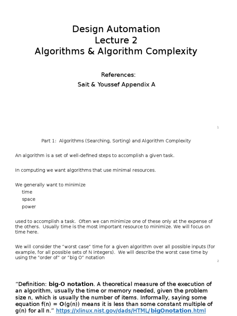 Lecture2 Algorithms-Complexity REV | PDF | Time Complexity | Theory Of Computation